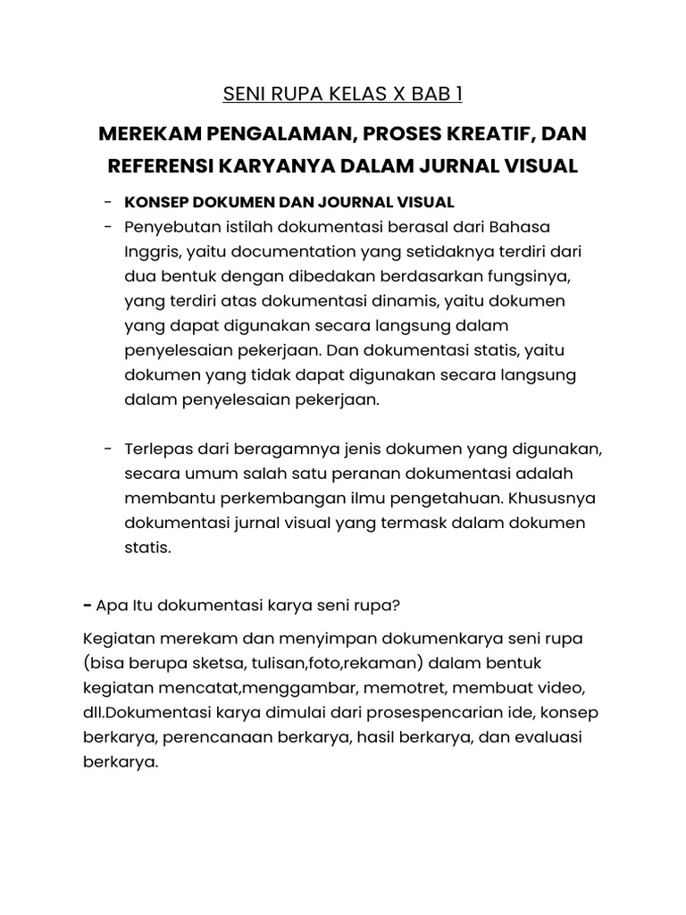 Materi Seni Rupa Kelas X Bab 1 PDF | PDF