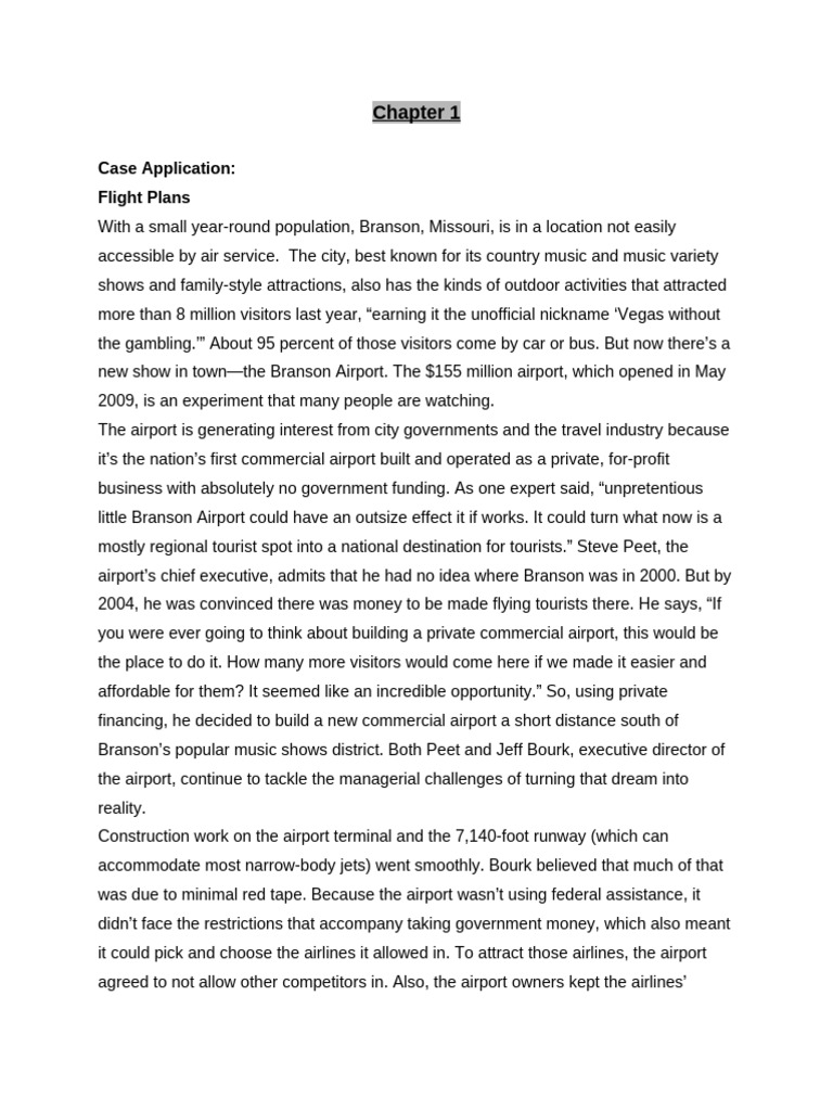 Chapter 1 Case Application | PDF | Airport | Airlines