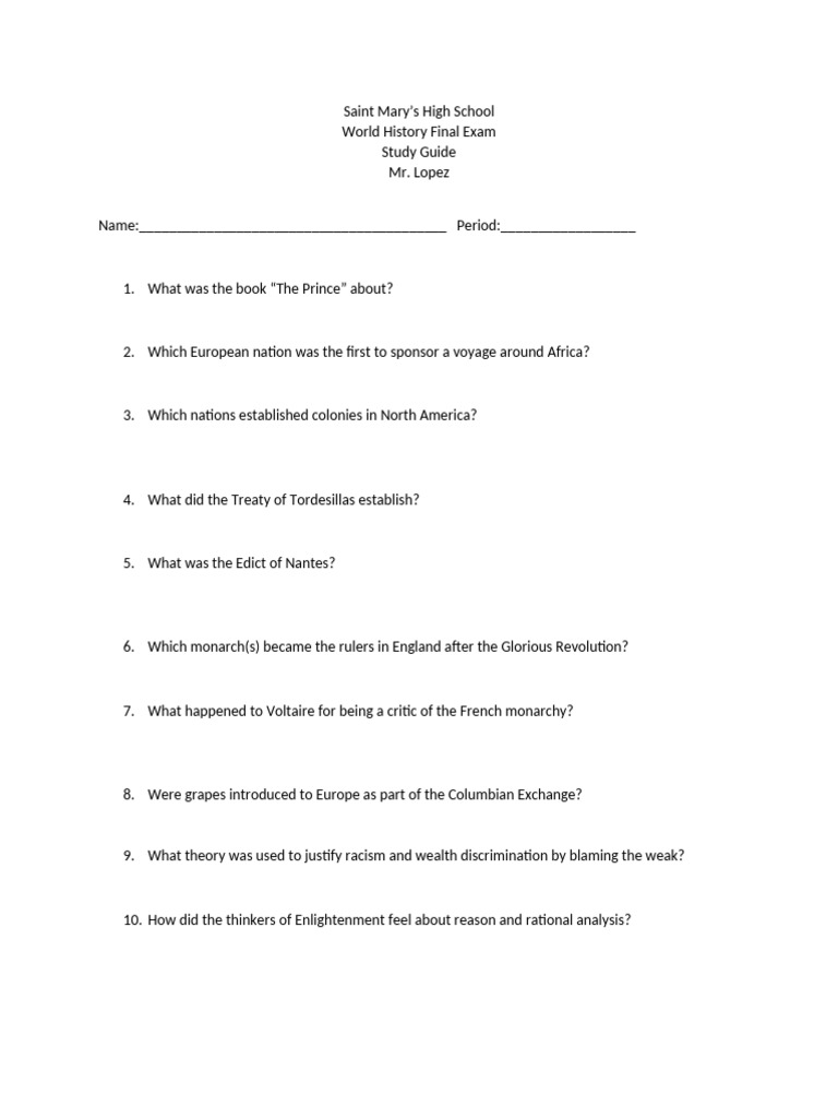 Fall Final Study Guide | PDF | Napoleon | Age Of Enlightenment Fall Final Study Guide | PDF | Napoleon | Age Of Enlightenment