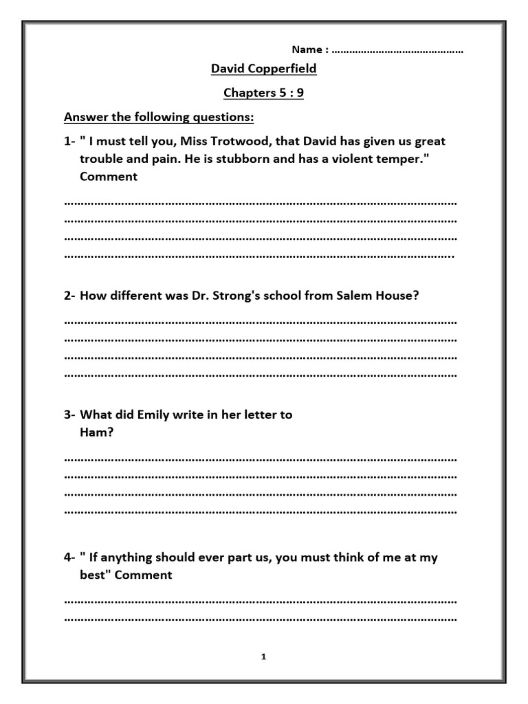 Quiz On David Copperfield 5 To 9 | PDF