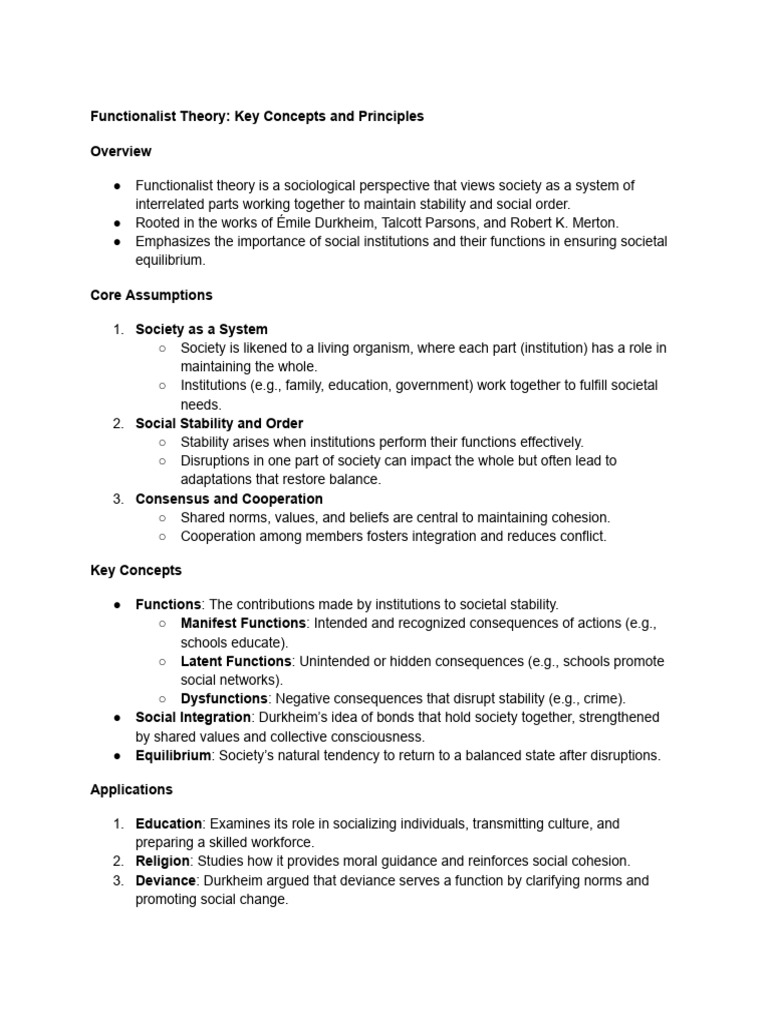 Functionalist Theory_ Key Concepts and Principles | PDF | Liberal Arts ...