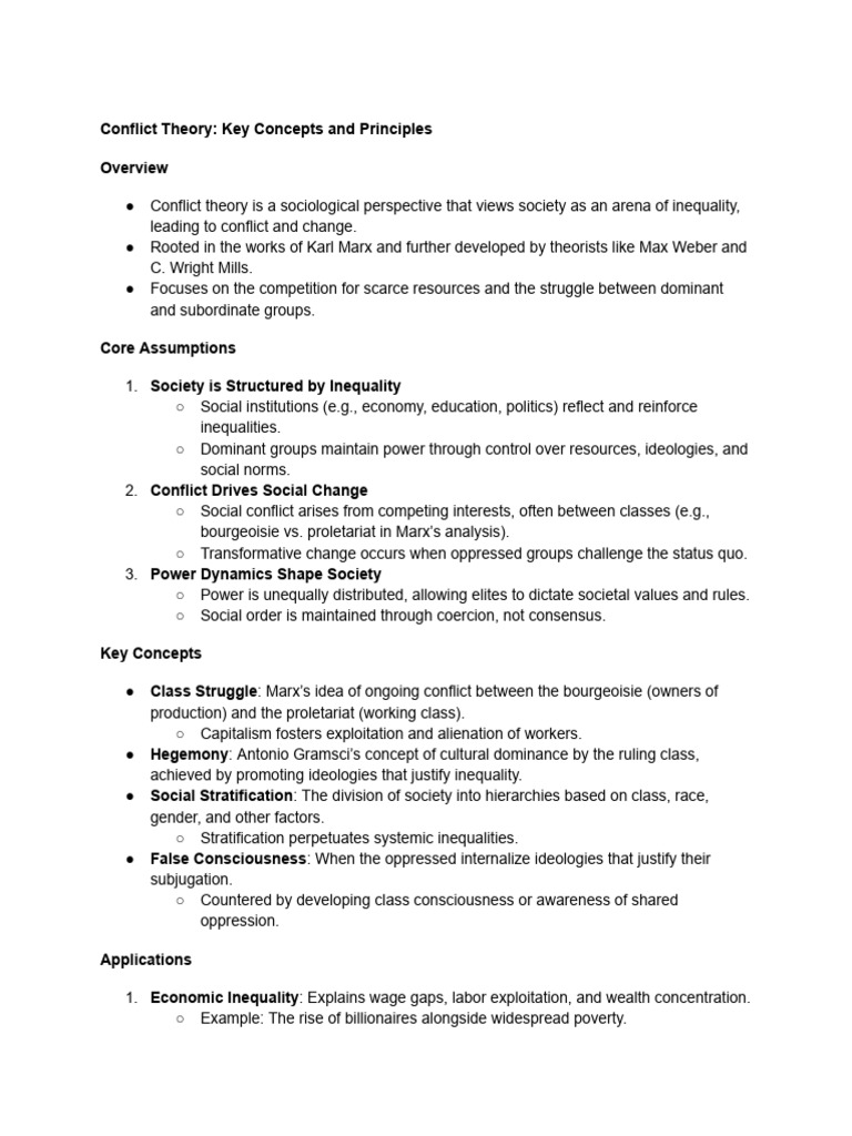Core Principles of Conflict Theory | PDF | Social Stratification ...