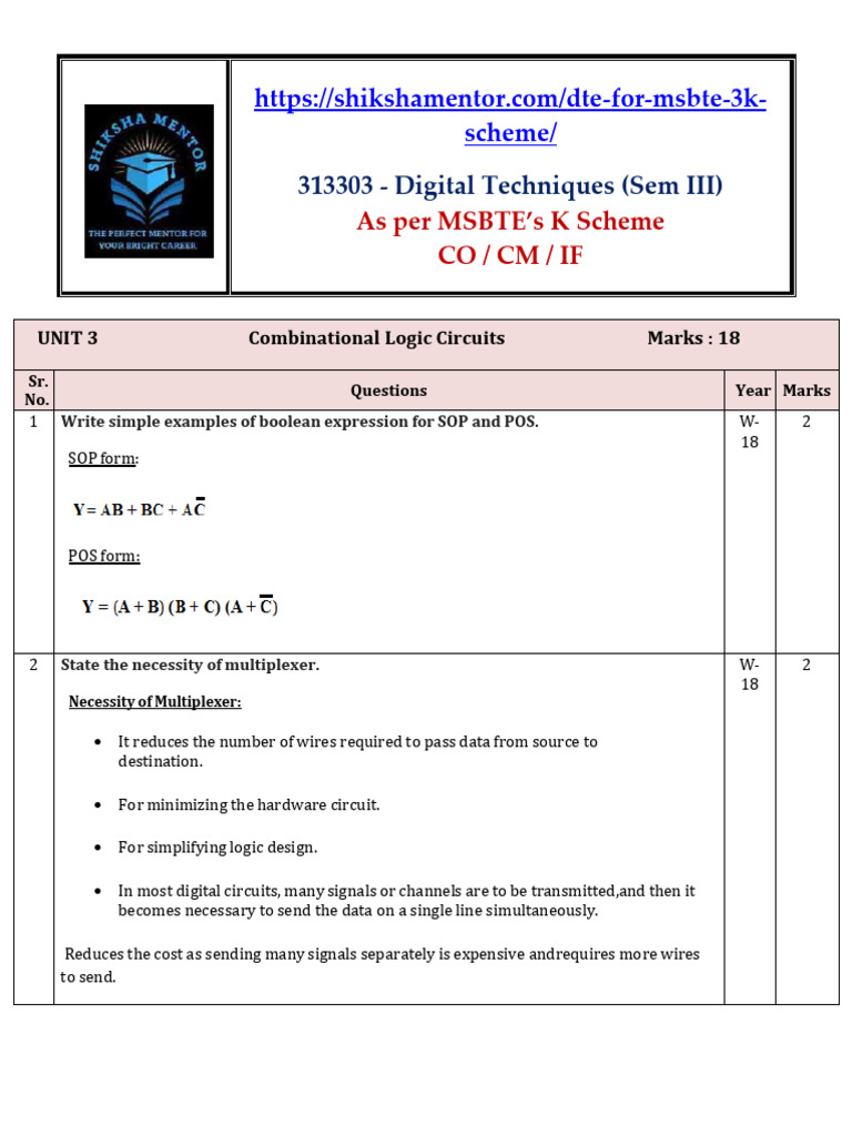 Unit-3-DTE | PDF | Logic Gate | Computer Science
