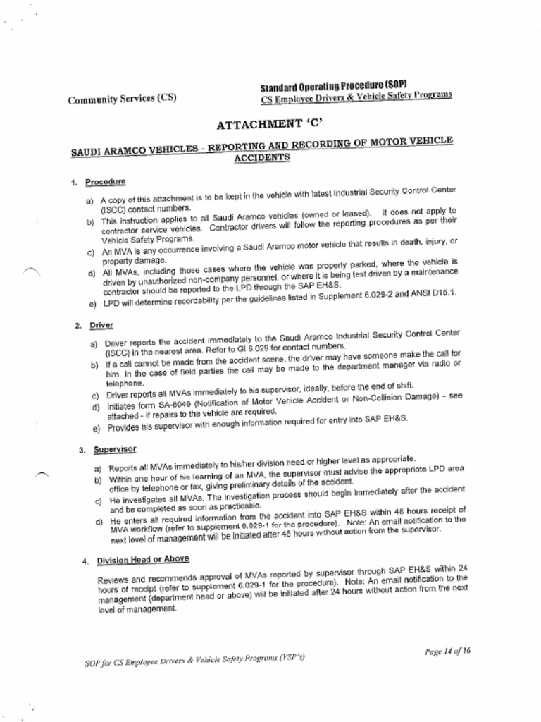 SOP CS Reporting&Recording Vehicle Accidents | PDF
