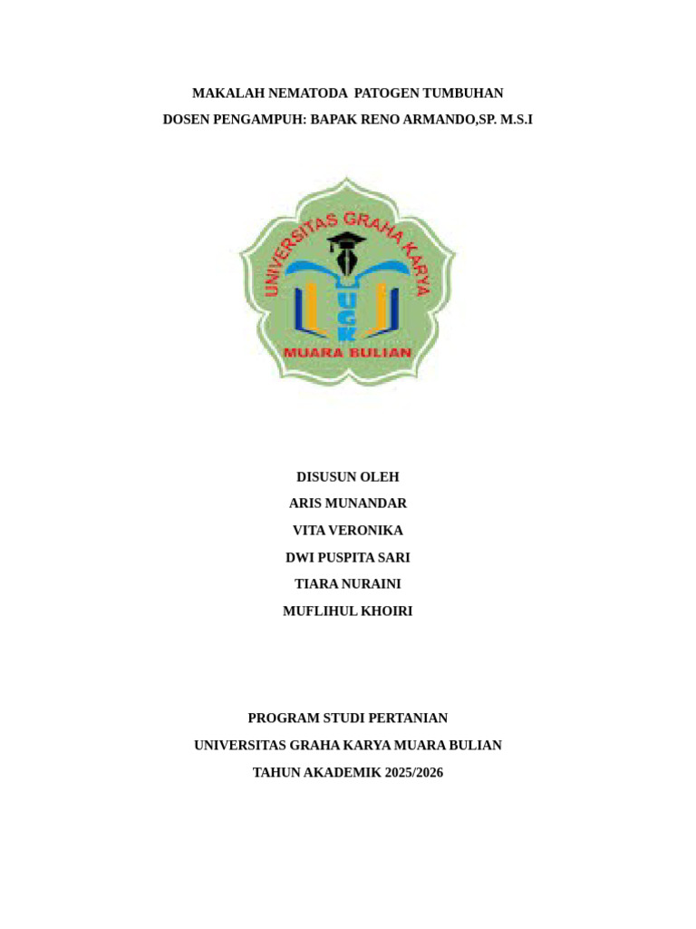 Makalah Nematoda Patogen Tumbuhan Klmpok 7 | PDF