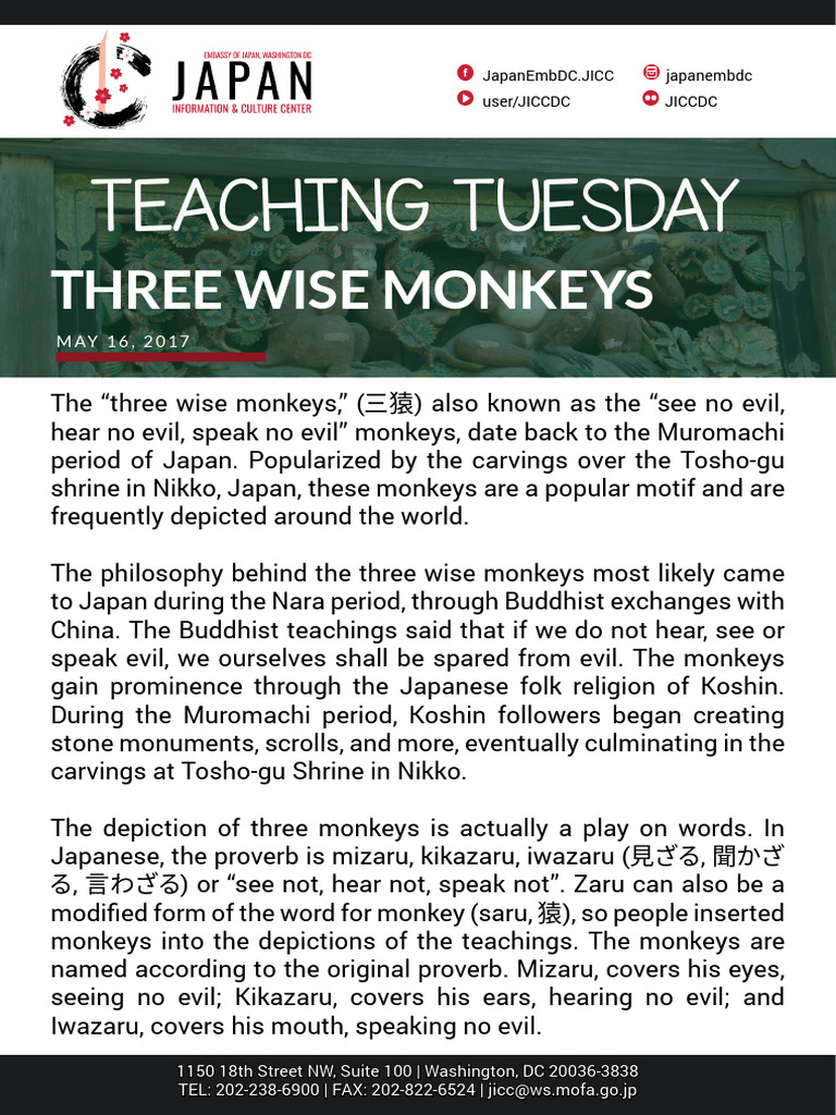 Three Wise Monkeys: Japanese Philosophy | PDF