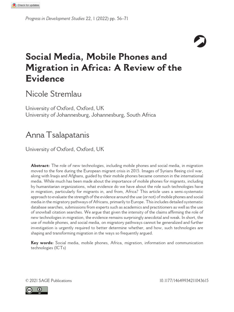 Social media, mobile phones and migration in Africa- A review of the ...