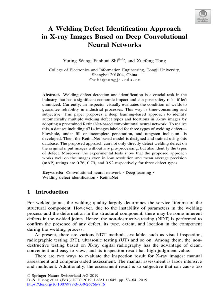 A Welding Defect Identification Approach In X Ray Images Based On Deep