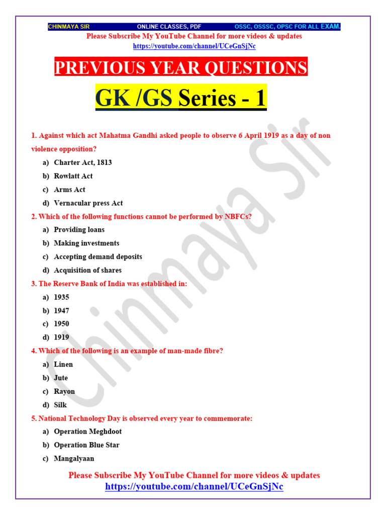 General Awareness Series 1 | PDF