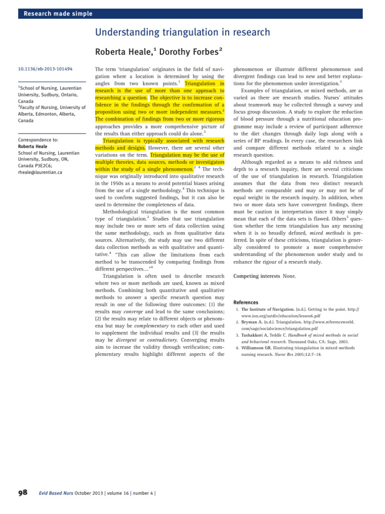 Roberta Heale, Dorothy Forbes - 2013 - Understanding Triangulation in ...