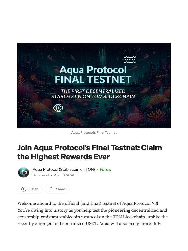 Join Aqua Protocol's Final Testnet - Claim The Highest Rewards Ever ...