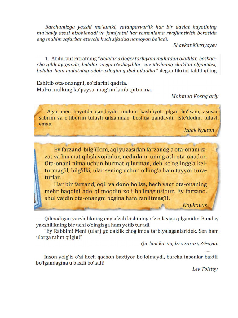 Tarbiya, Odamlarni Gaplari | PDF