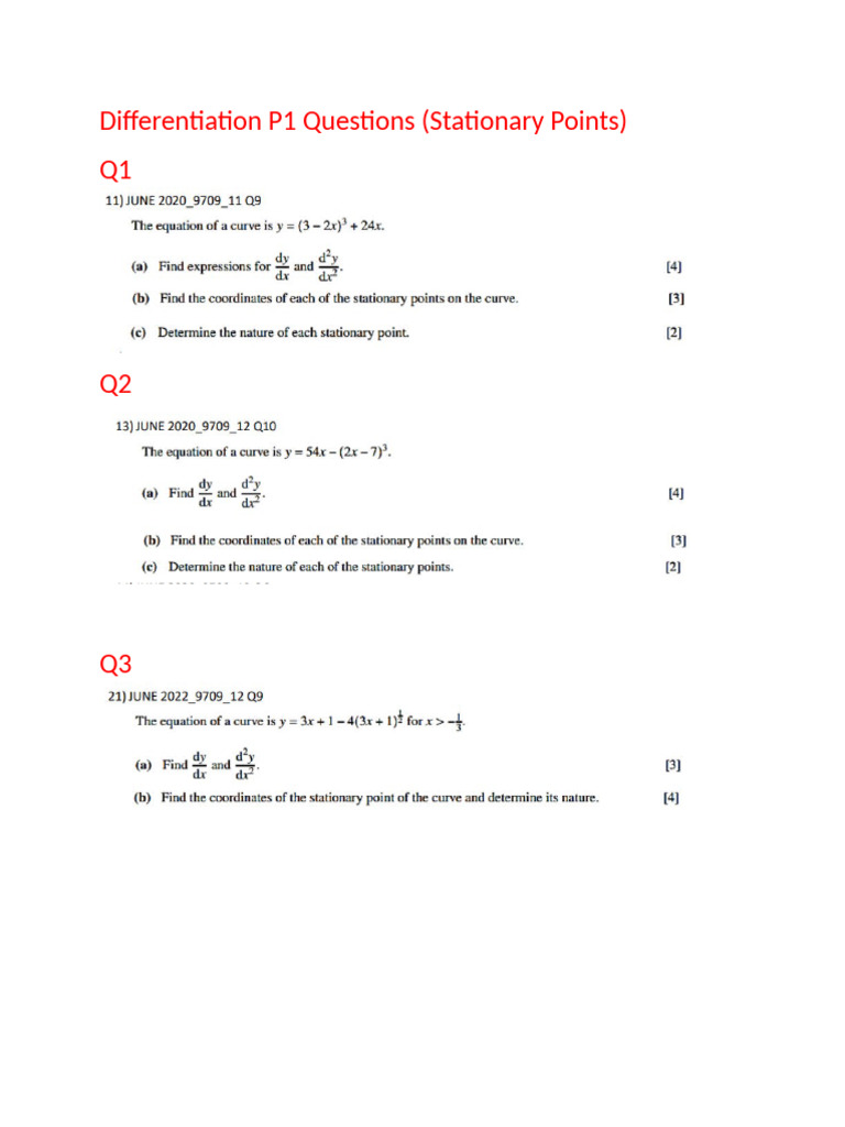 Differentiation P1 Questions (Turning PTS) | PDF
