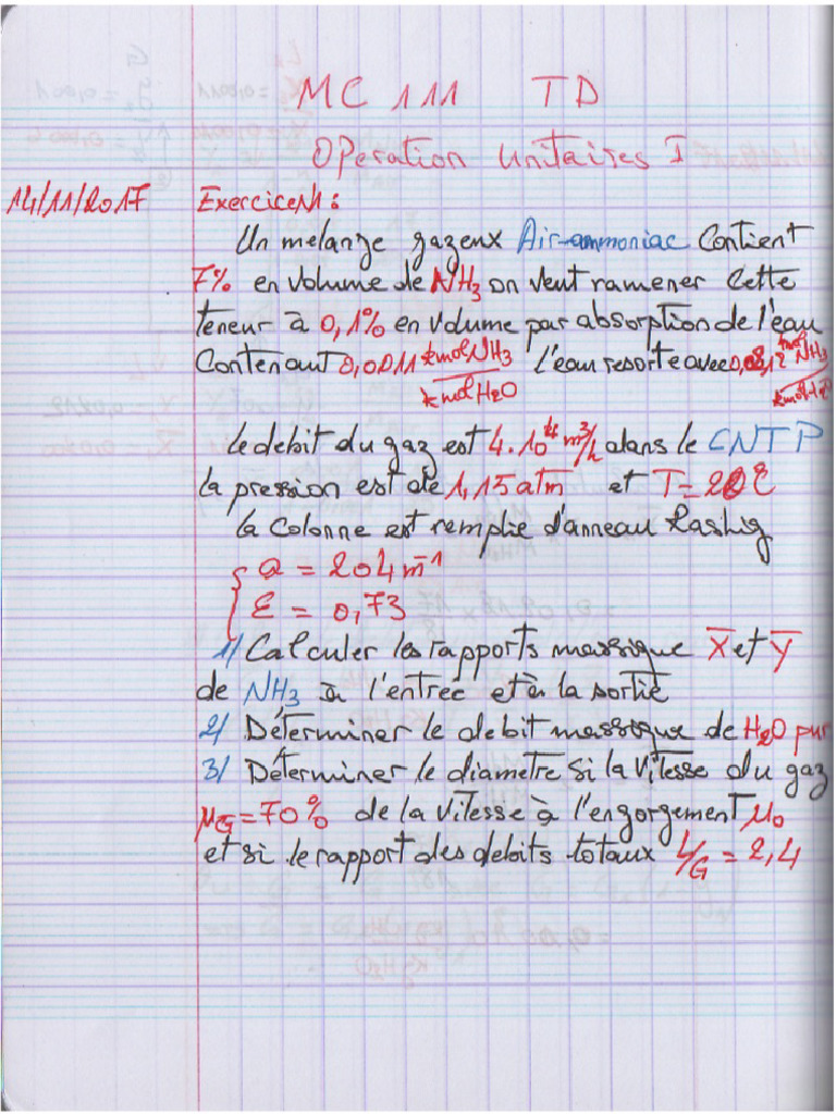 MC111-Opérations Unitaires 1 - TD | PDF