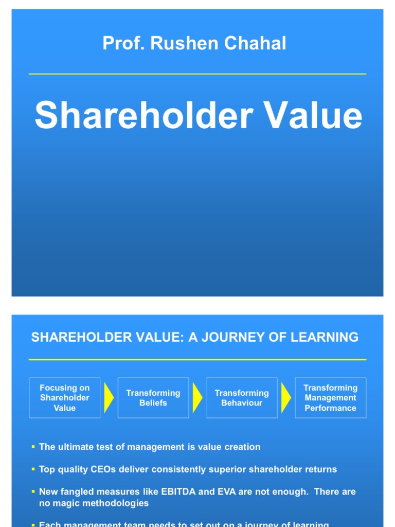Shareholder Value | PDF | Strategic Management | Mergers And Acquisitions