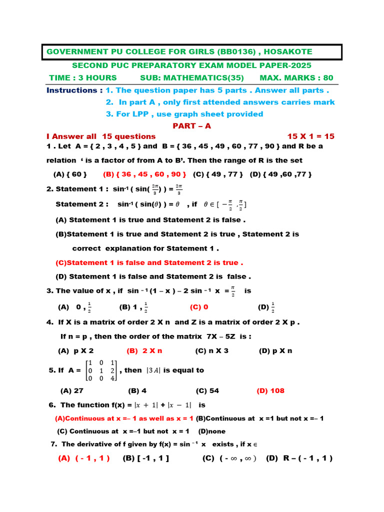 Math Exam Prep for Girls' College | PDF | Area | Pi