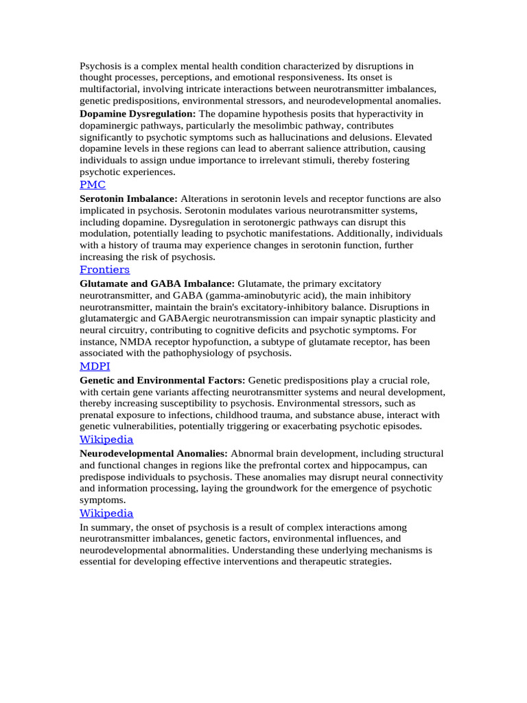 Psychosis Is A Complex Mental Health Condition Cha | PDF | Psychosis ...
