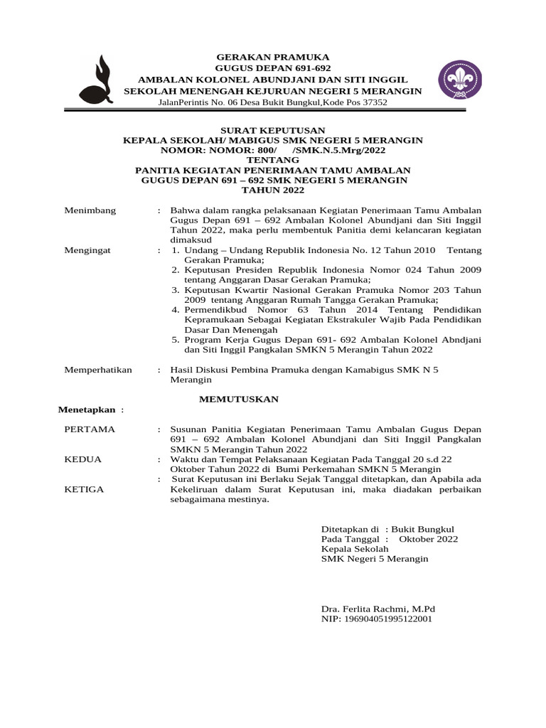 SK Panitia Guru Pta 2022 - 080517 | PDF