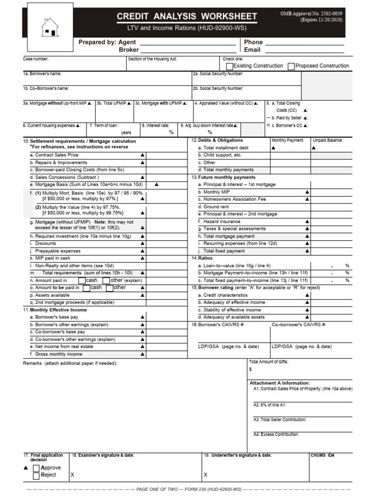 Mortgage Credit Analysis Worksheet | PDF | Refinancing | Mortgages