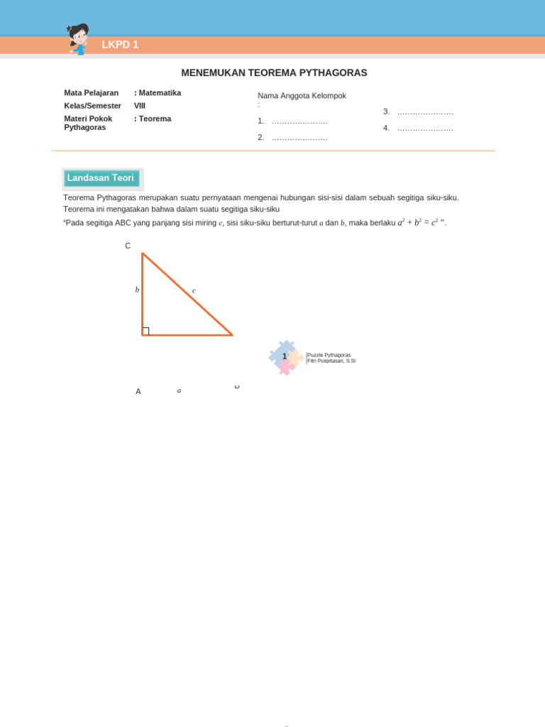 LKPD - Menemukan Teorema Pythagoras | PDF