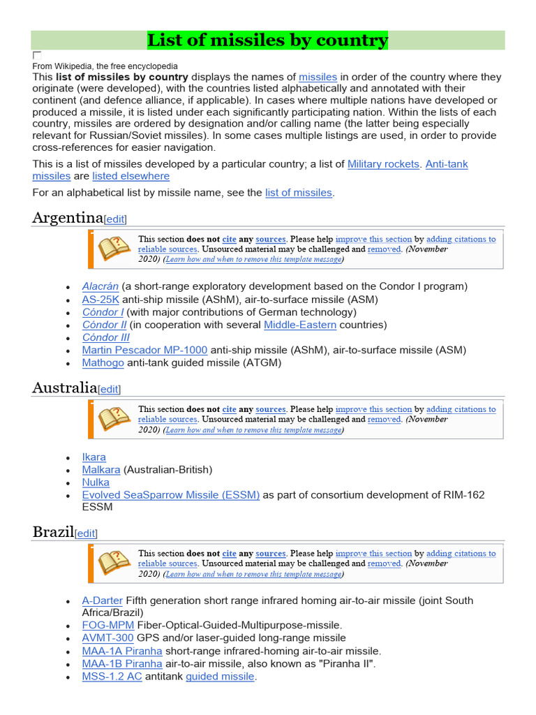 List of Missiles-3-3-23 | PDF | Missile Types | Rocketry