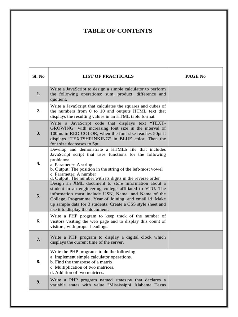 4. TABLE_OF_CONTENTS | PDF | Php | Java Script
