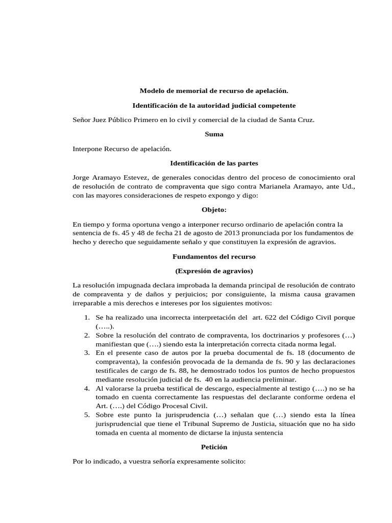 Recurso de Apelacion | PDF | Apelación | Caso de ley