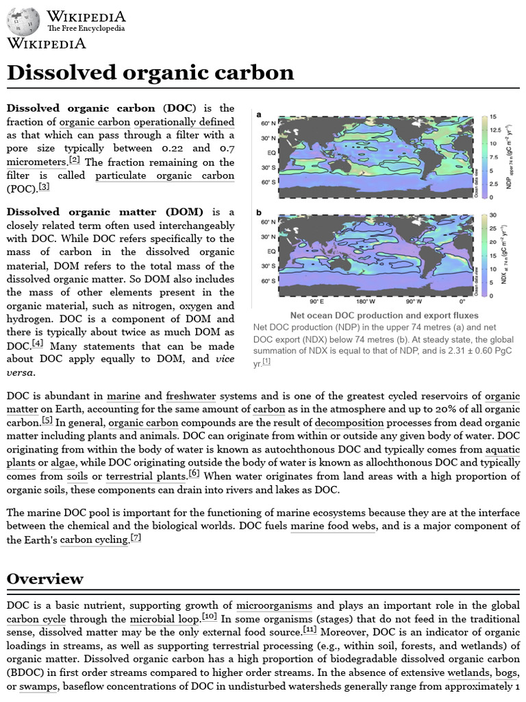 Dissolved Organic Carbon - Wiki | PDF | Applied And Interdisciplinary Physics | Aquatic Ecology