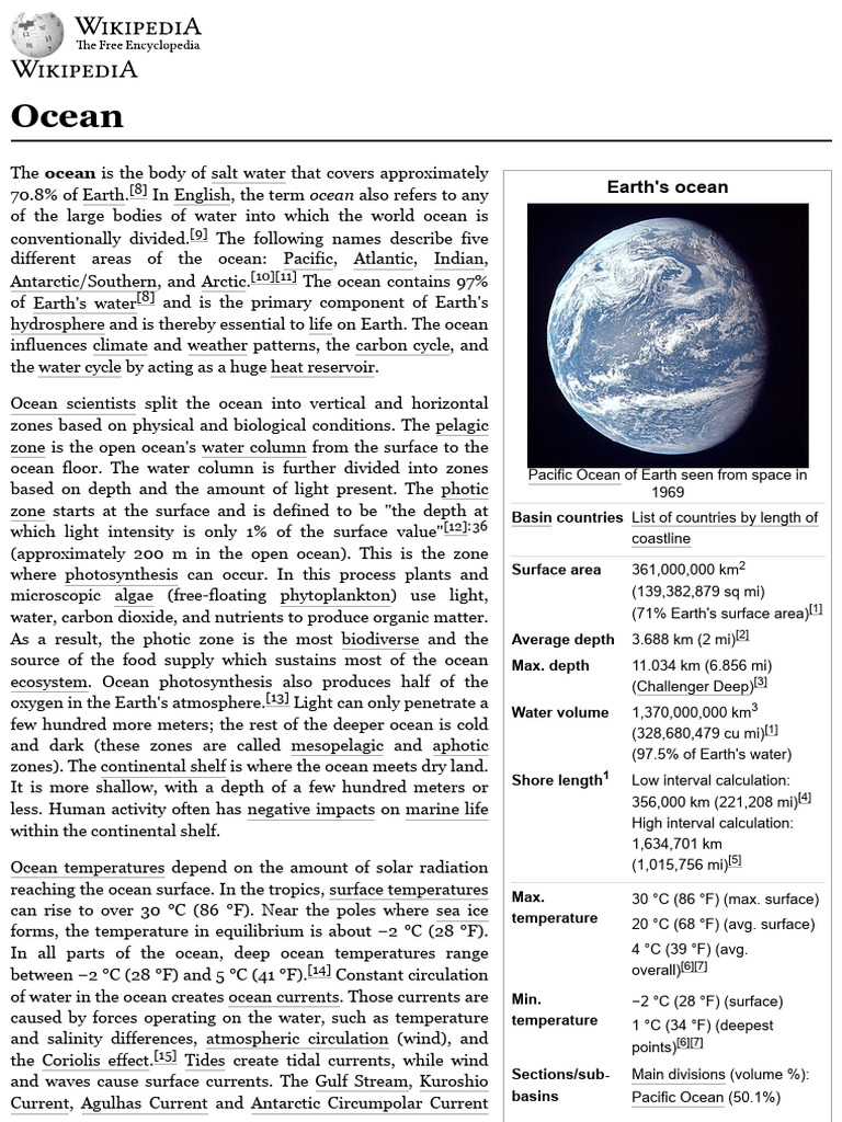Ocean - Wiki | PDF | Oceans | Tide