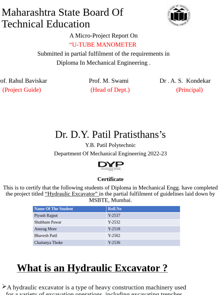 Hydraulic Excavator (FMM Mirco-Project) | PDF | Heavy Equipment ...