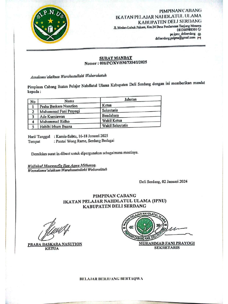 Mandat Ipnu Ippnu Lakut | PDF