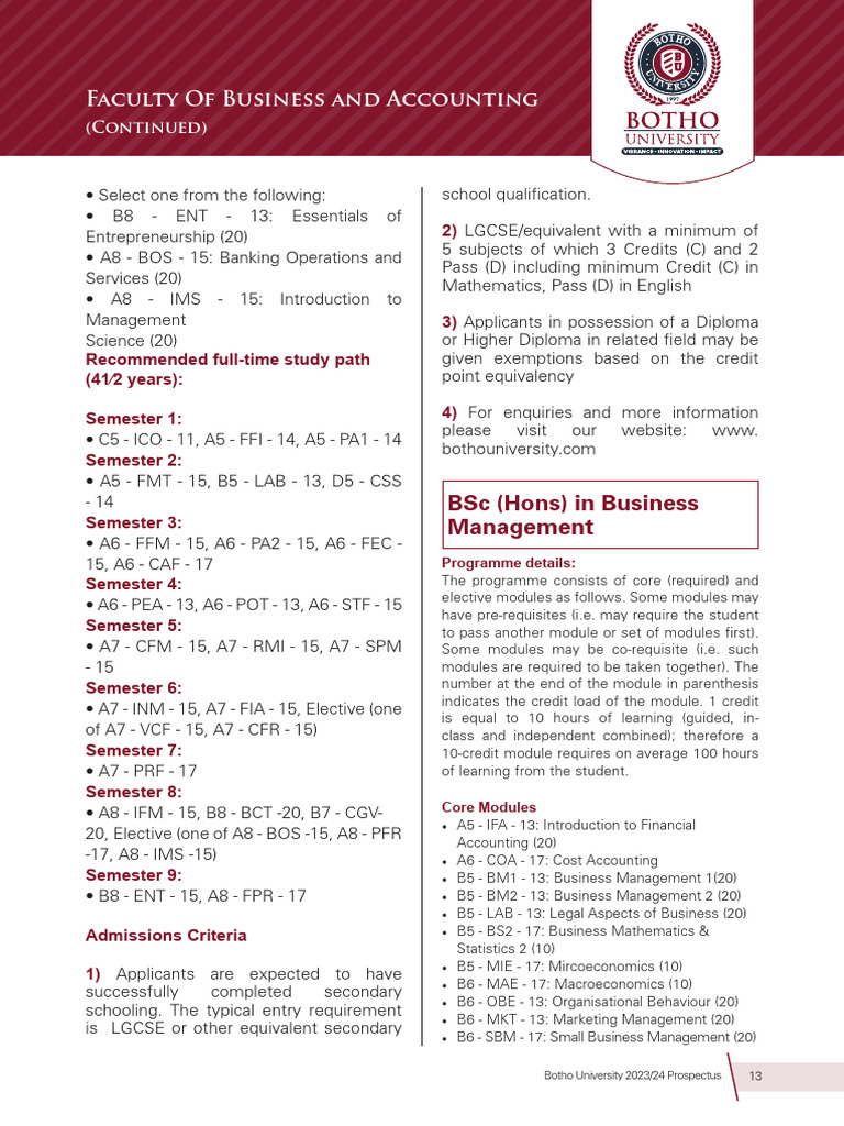 BSC in Business Management | PDF | Business | Business Economics