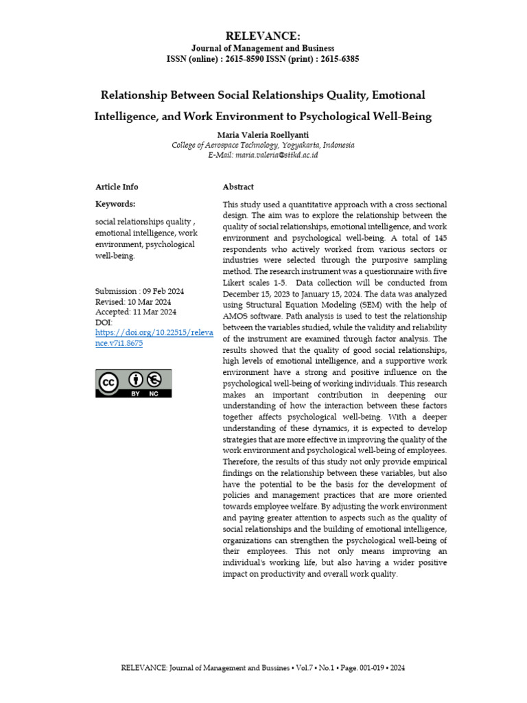 Relationship Between Social Relationships Quality | PDF | Emotional ...