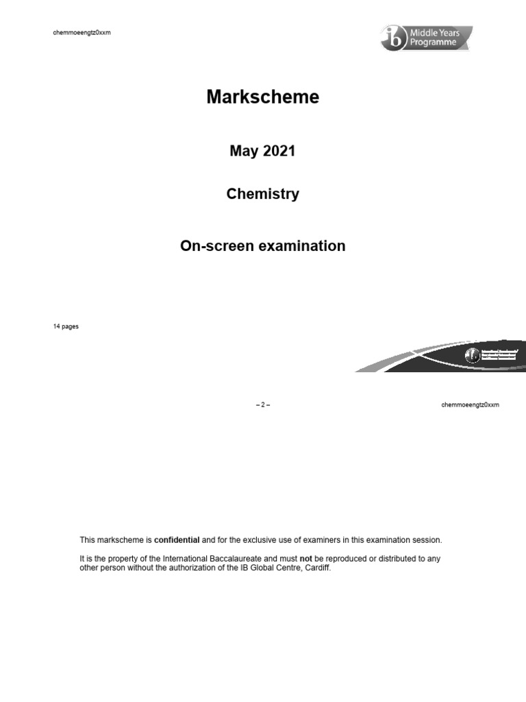 IB Chemistry May 2021 Markscheme | PDF | Chemical Reactions | Catalysis