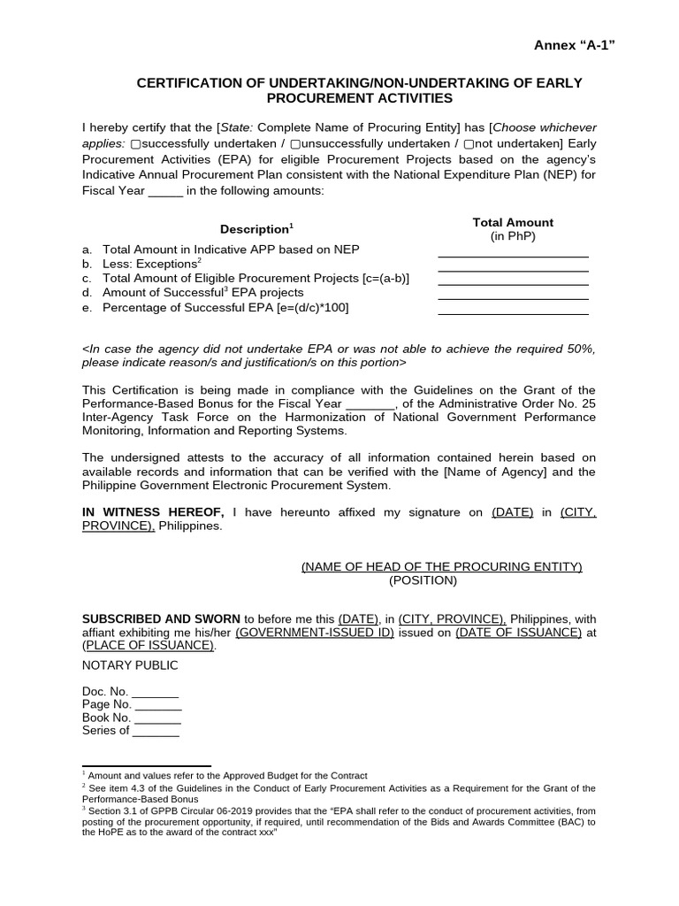 2022 EPA Certification Templates Annex A 1 | PDF | Government