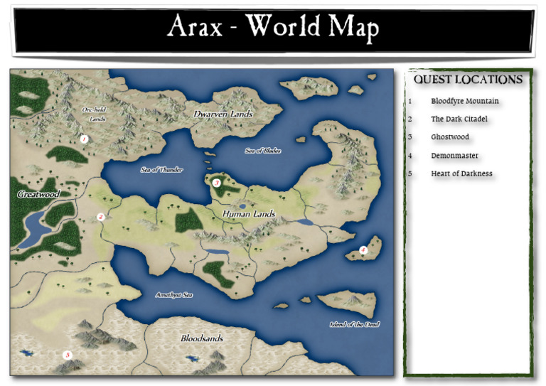 Chronicles of Arax World Map | PDF