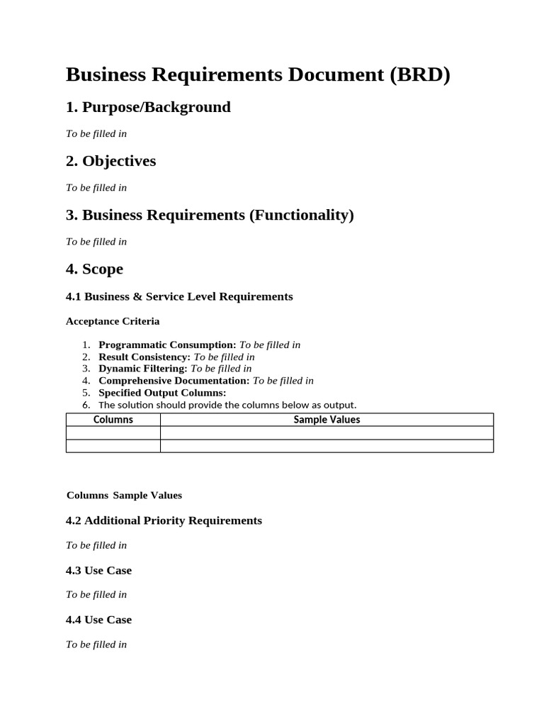 Business Requirements Document Overview | PDF