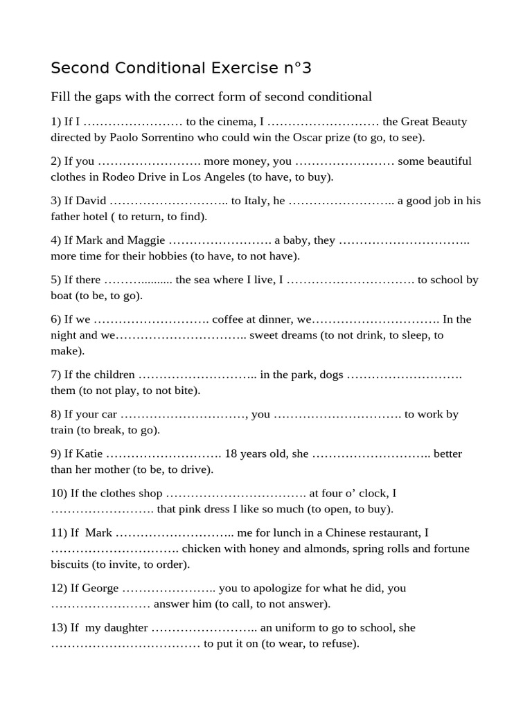 Second Conditional Gap-Fill Exercise | PDF