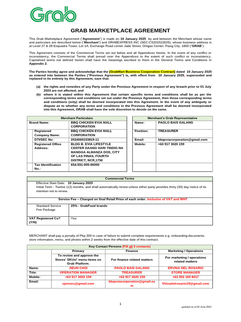 Merchantagreementform Evia | PDF | Legal Liability | Trademark