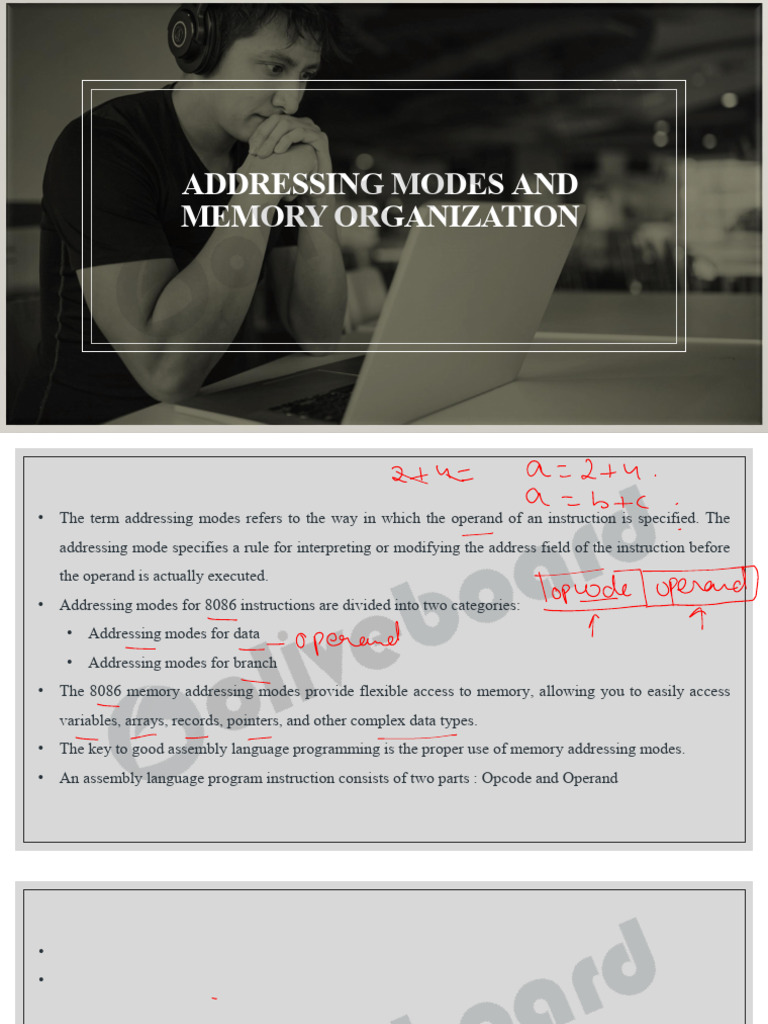 8086 Addressing Modes & Memory Organization | PDF | Computer Data Storage | Random Access Memory