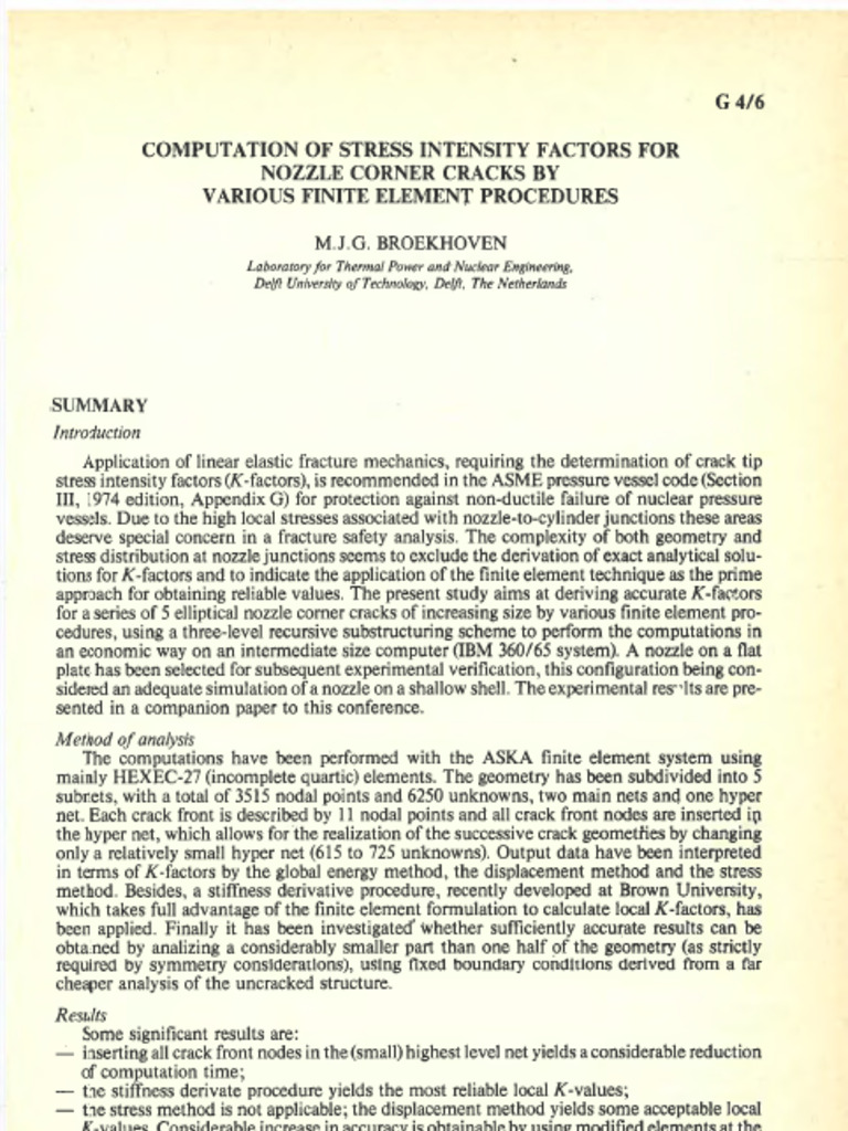 Computation of stress intensity factors for nozzle corner cracks by various finite element ...