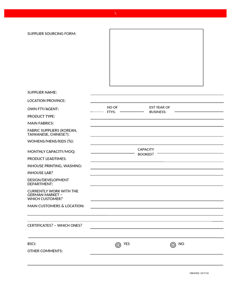 Supplier Sourcing Form_2 | PDF