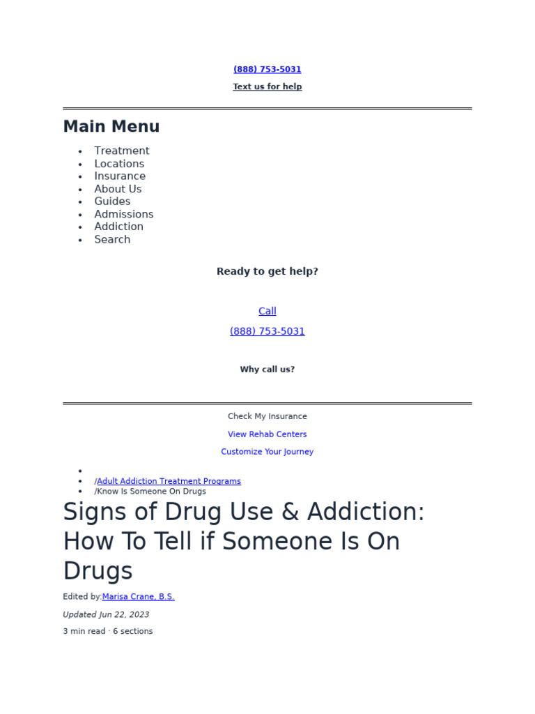 Sings of Drug Abuse | PDF | Substance Abuse | Drug Rehabilitation