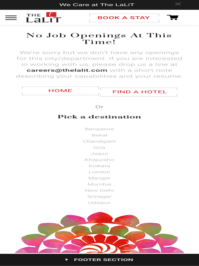 Careers at TheLalit - The LaLiT | PDF