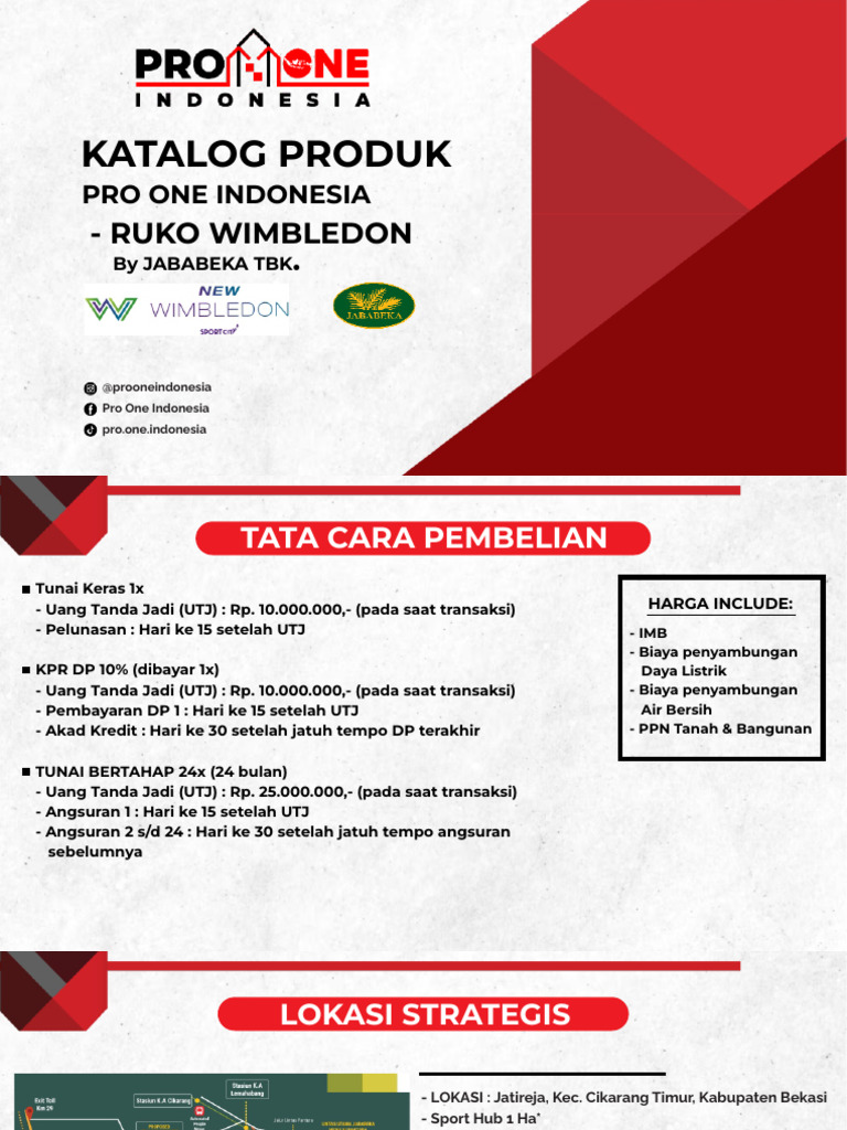 Produk Kerjasama Pro One Ruko Sudirman II & Wimbledon Jababeka 2 | PDF