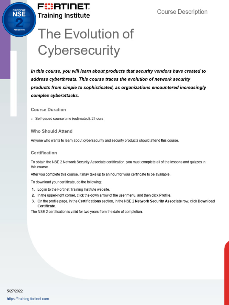 NSE2 Course Description | PDF | Security | Computer Security
