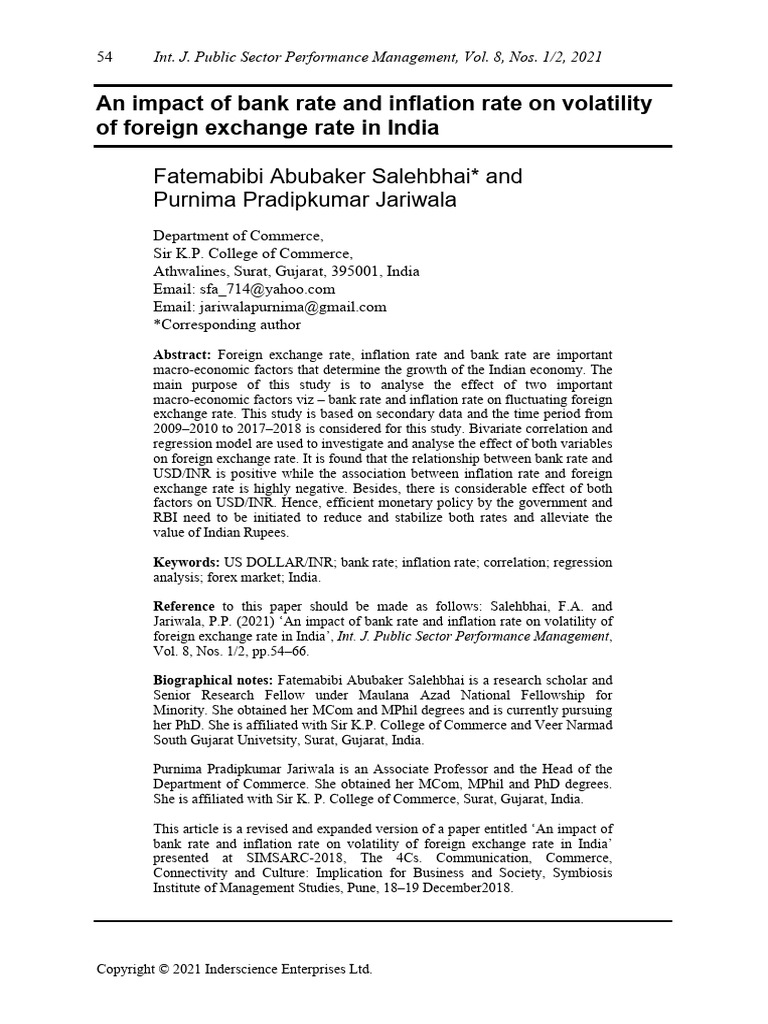 An Impact of Bank Rate and Inflation Rate On Volatility of Foreign ...