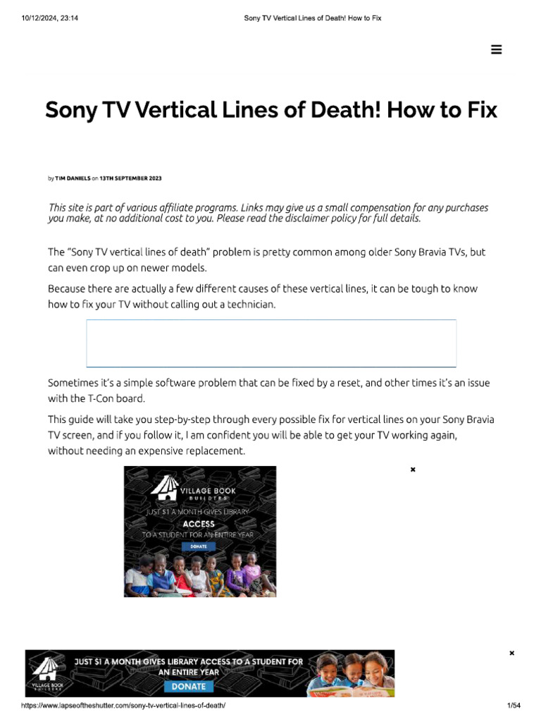 VERTICAL LINES ON SONY TV SCREEN | PDF