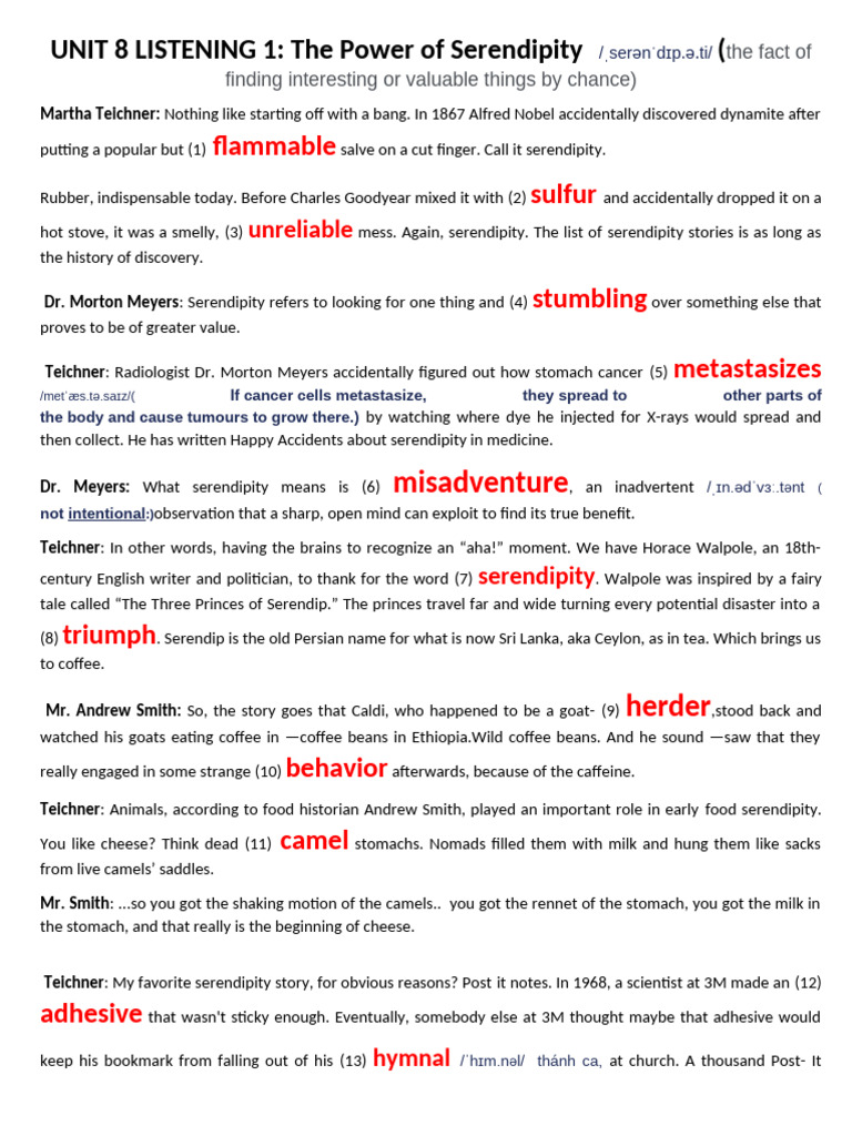 UNIT 8-LIS 1-Seredenpity - Key | PDF