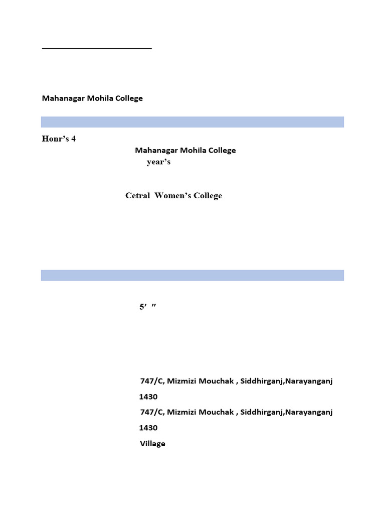 Biodata of Sanjida Islam Tanni | PDF